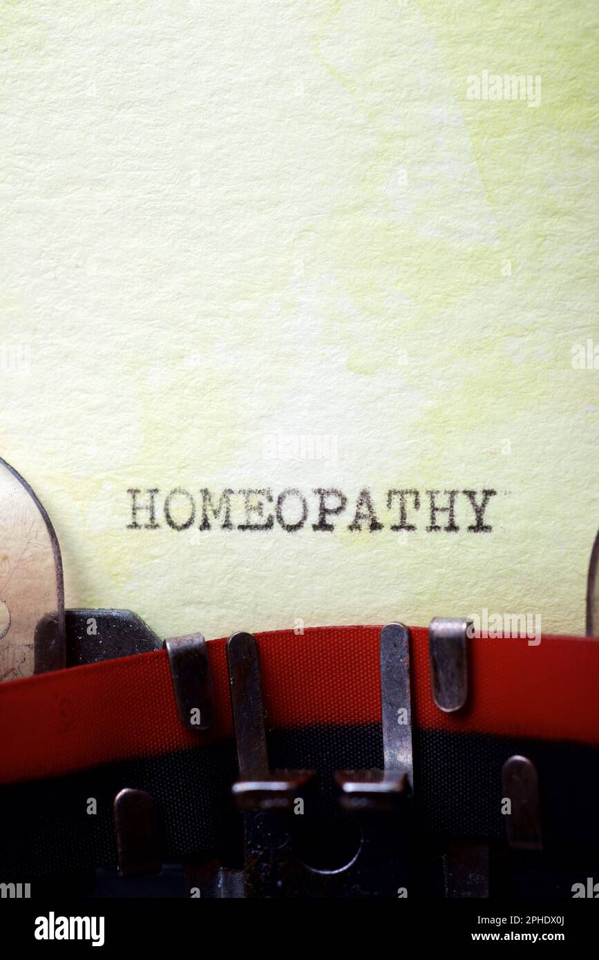 Homeopathy word written with a typewriter Stock Photo - Alamy