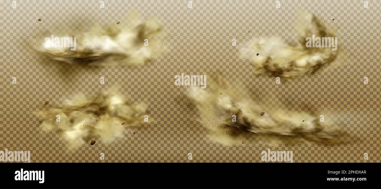 Desert sandstorm, brown dusty cloud or dry sand flying with gust of ...