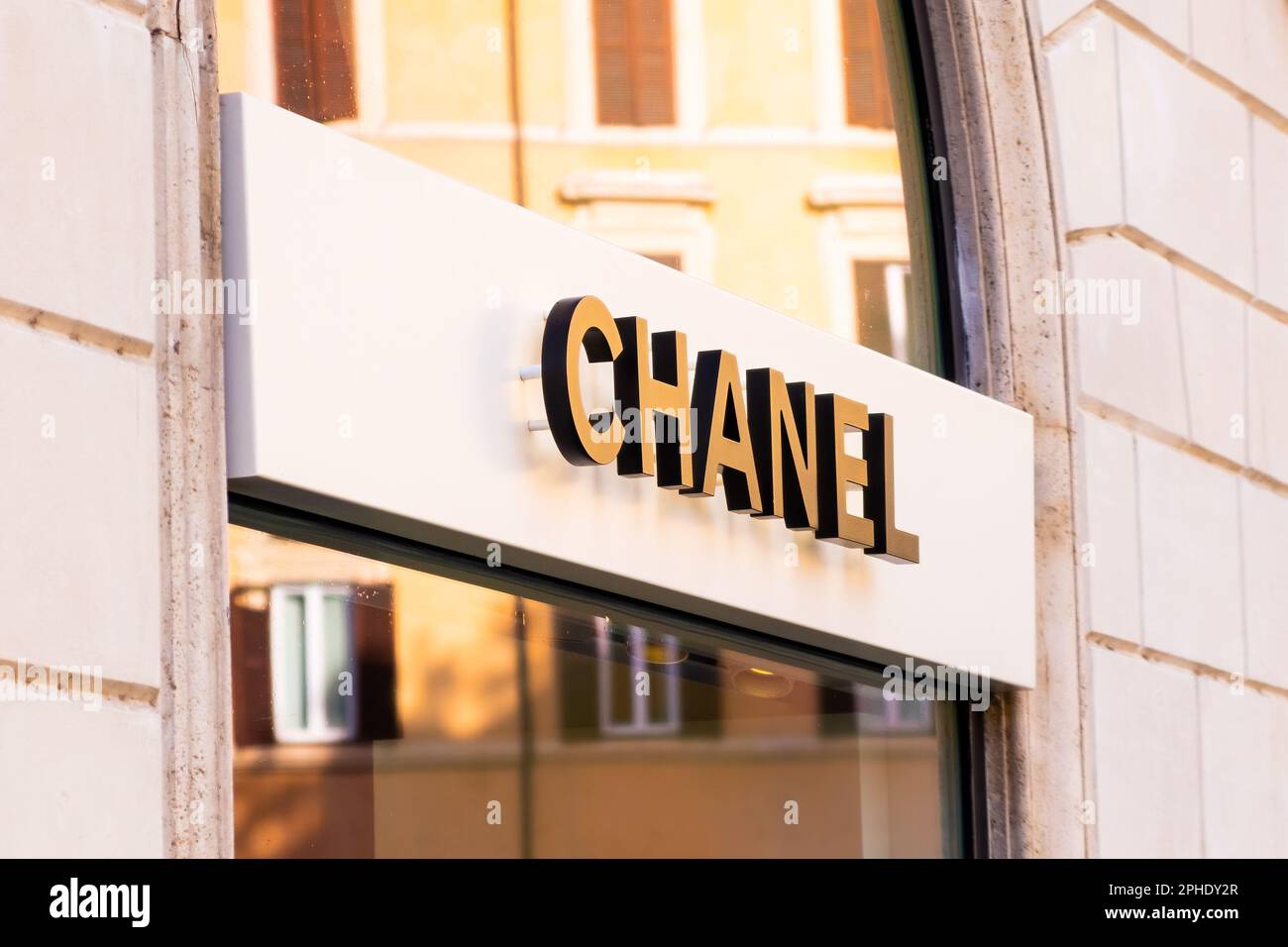 Chanel fashion store in Rome. Famous luxury boutique worldwide. Fashion ...