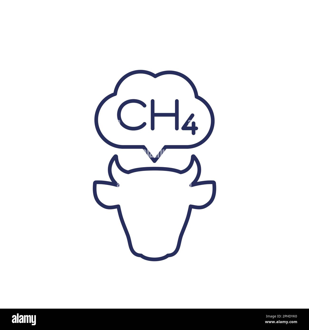 methane emissions from cattle line icon with a cow Stock Vector Image ...