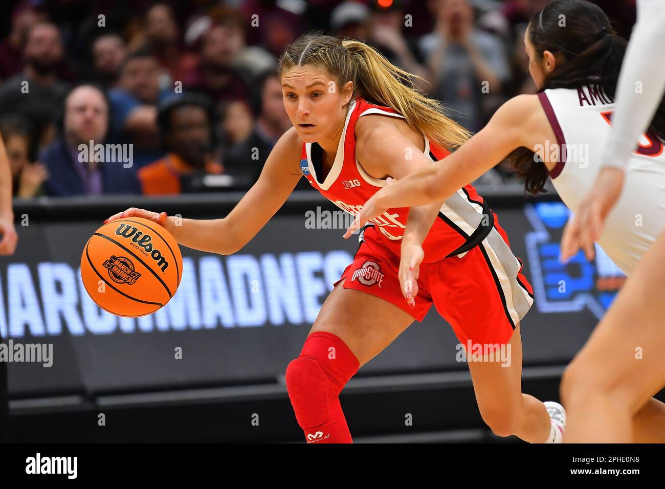 March 26, 2023: Ohio State Buckeyes guard Jacy Sheldon (4) brings the ...