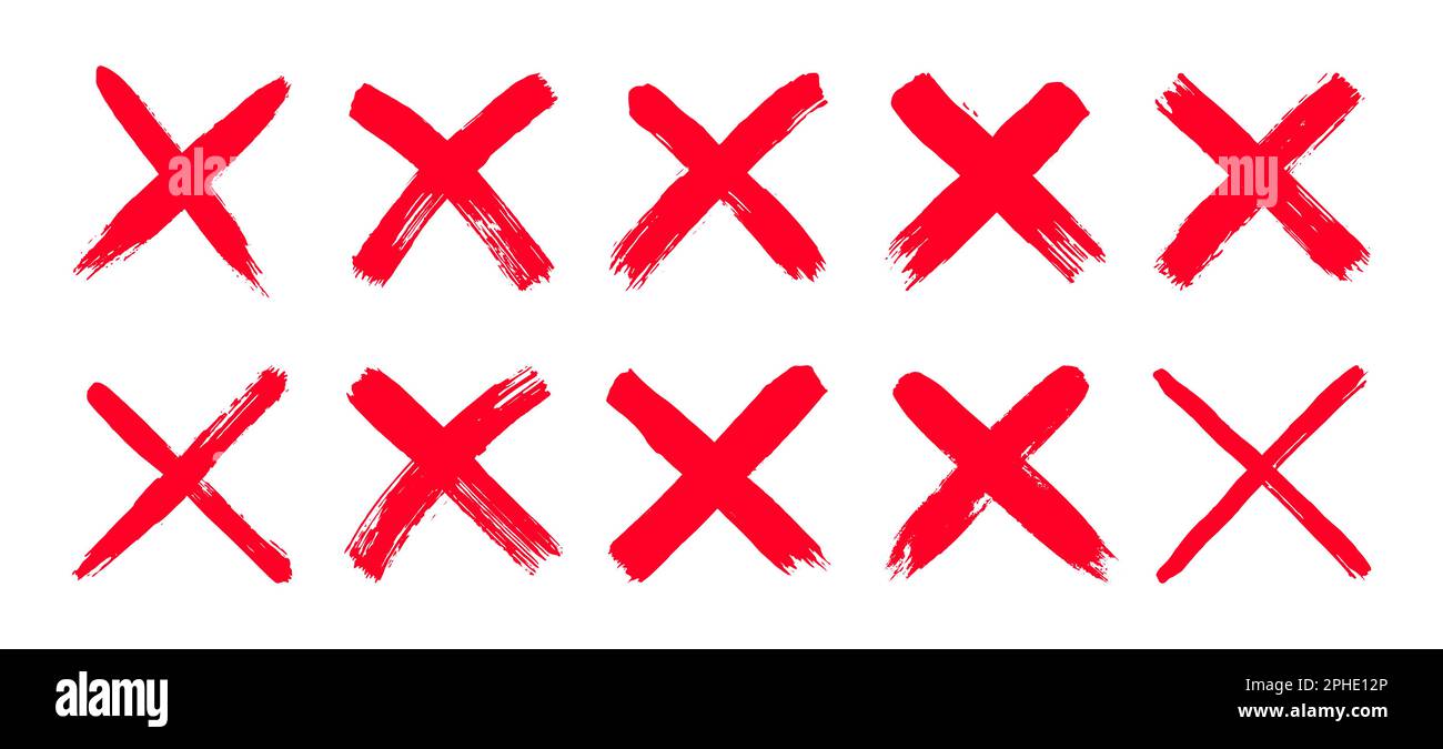 Dirty grunge hand drawn with brush strokes cross x vector illustration ...