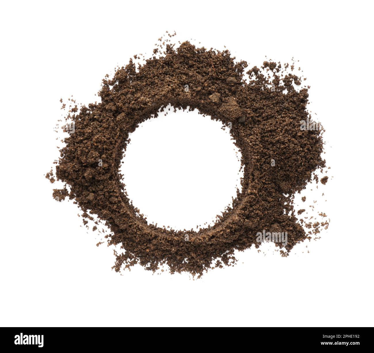 Frame made of soil on white background, top view. Fertile ground Stock ...