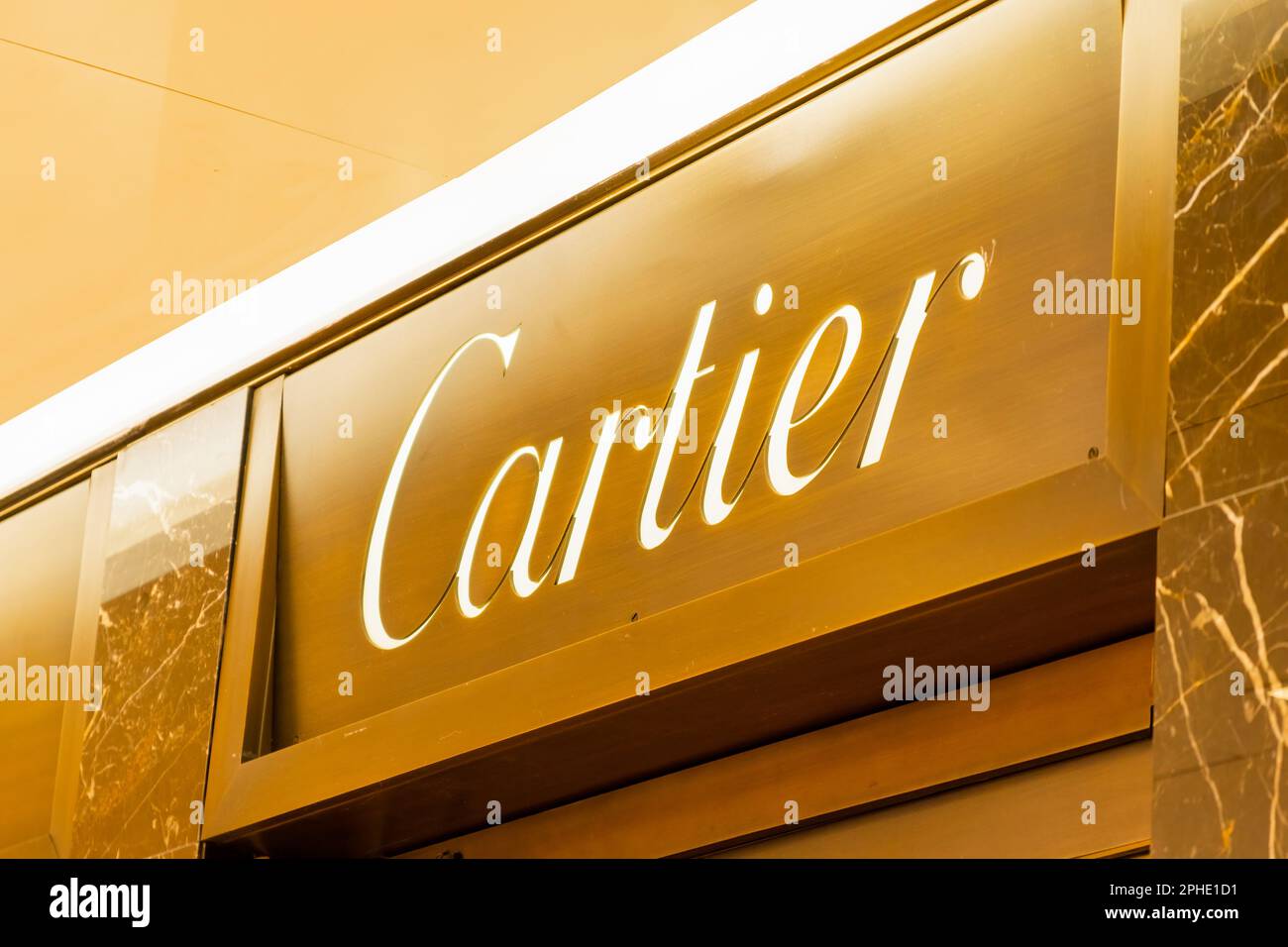 Cartier golden fashion store in Rome. Fashion week concept. March 2023 ...