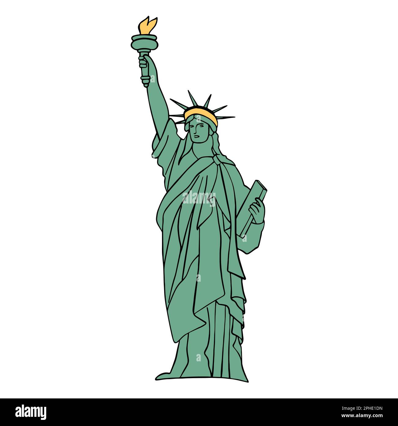 American Statue of Liberty vector icon on white background, linear ...