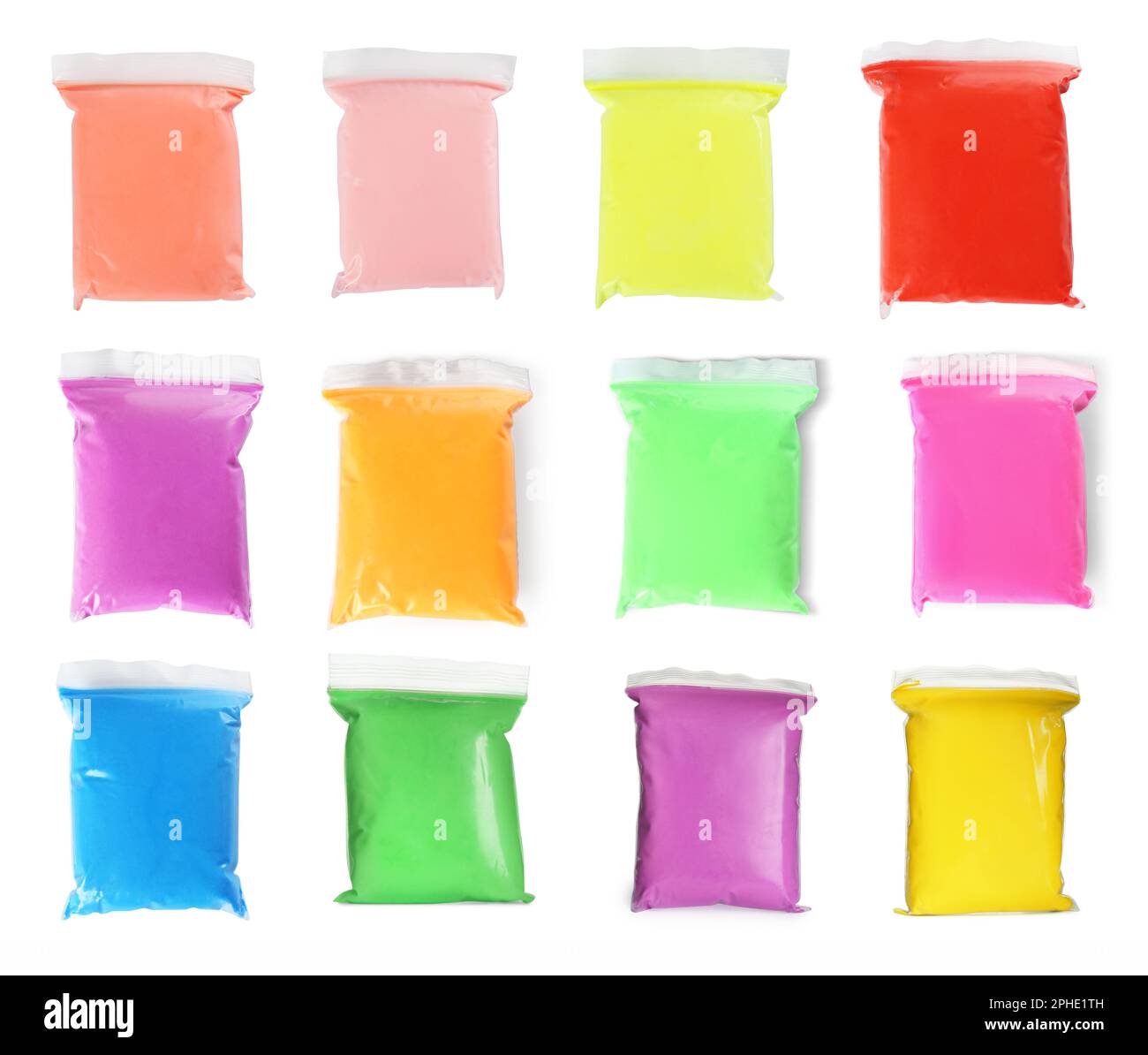 Set with different colorful play dough on white background Stock Photo ...