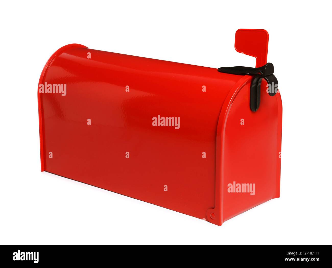Shiny red letter box on white background Stock Photo - Alamy