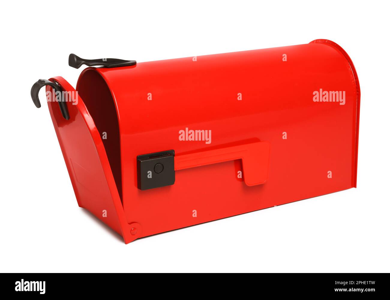 Shiny red letter box on white background Stock Photo - Alamy
