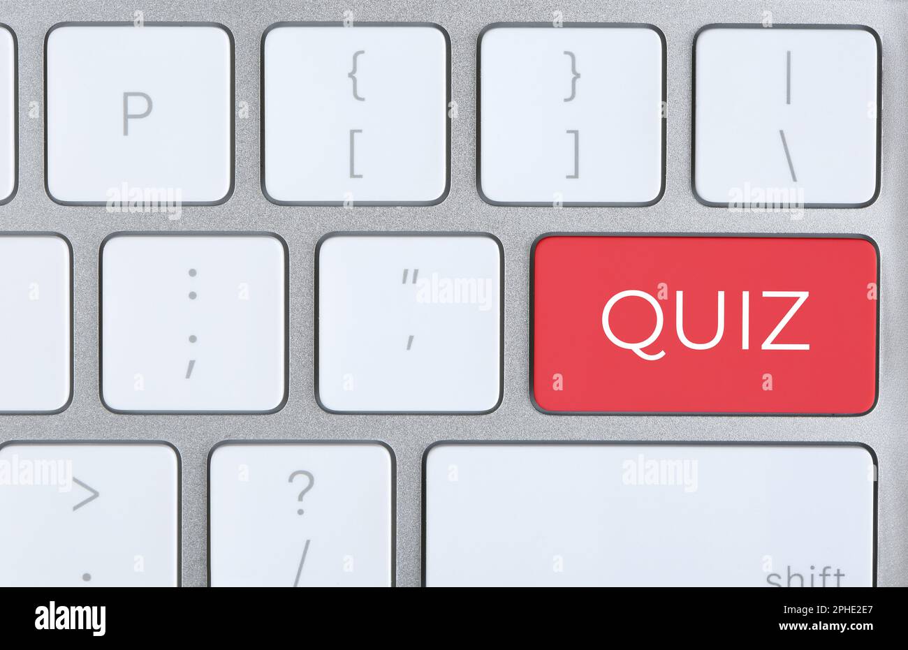 Red button with word QUIZ on computer keyboard, top view Stock Photo ...