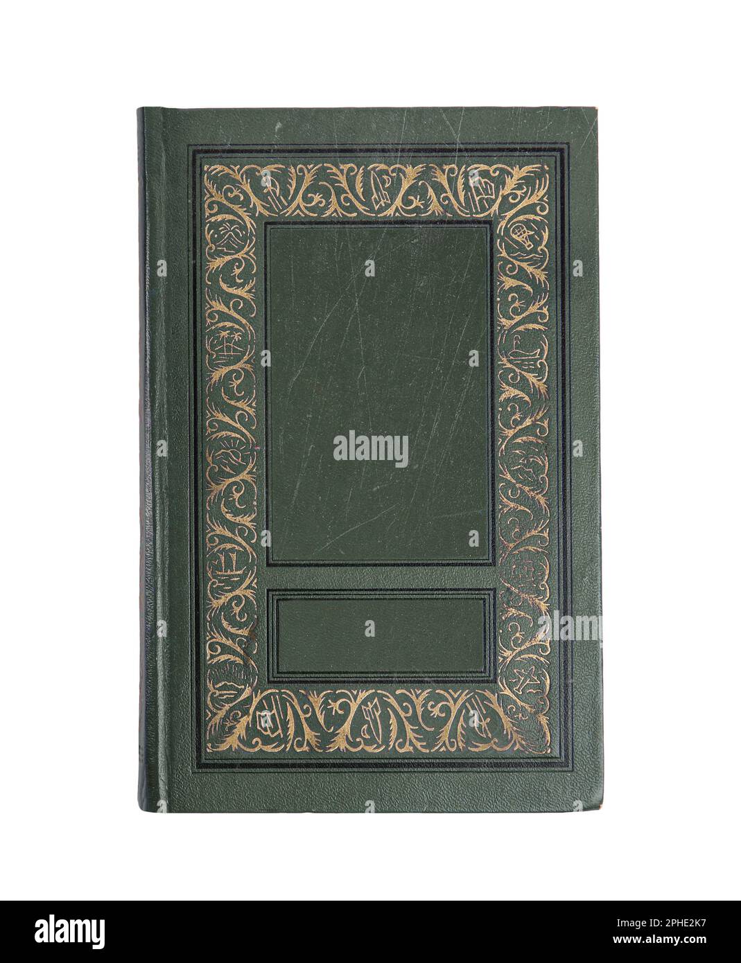 Closed old blank book mockup with frame hi-res stock photography and ...