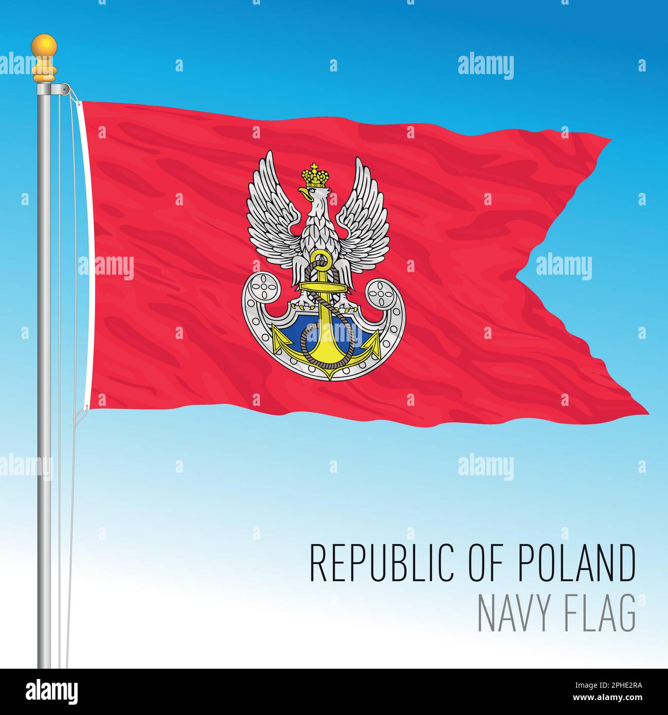 Republic of Poland, flag of the Military Navy, Europe, vector ...