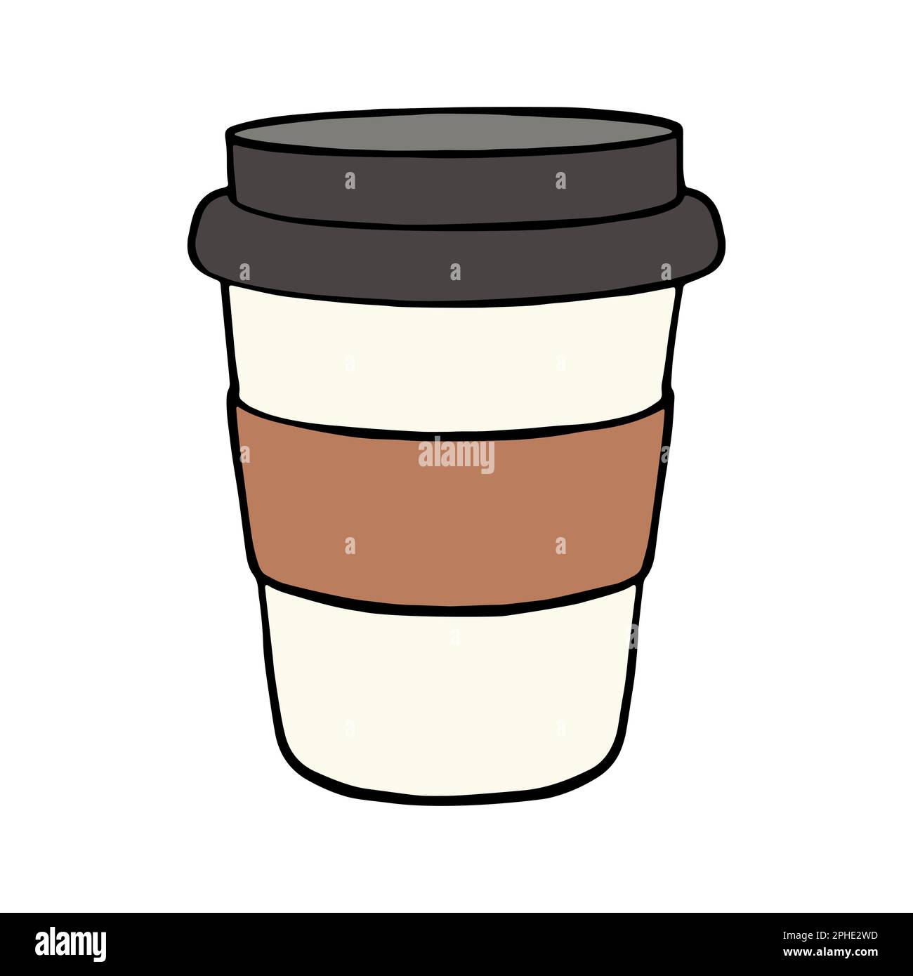 paper cup of coffee to go, colored doodle icon on a white background ...