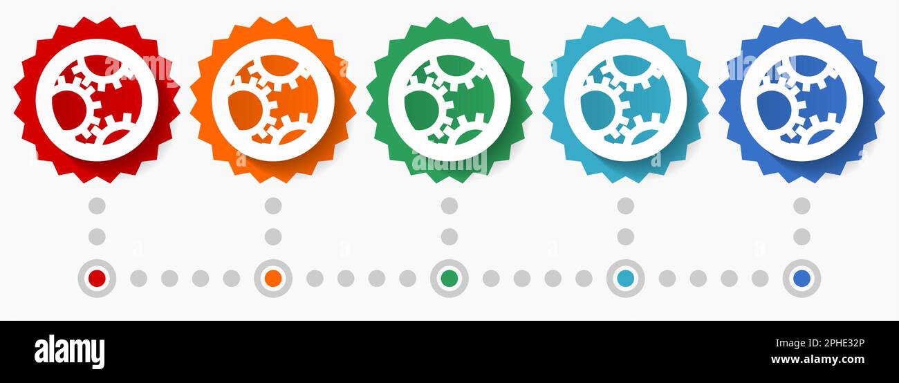 Gear vector icon set, colorful infographic template, set of flat design ...