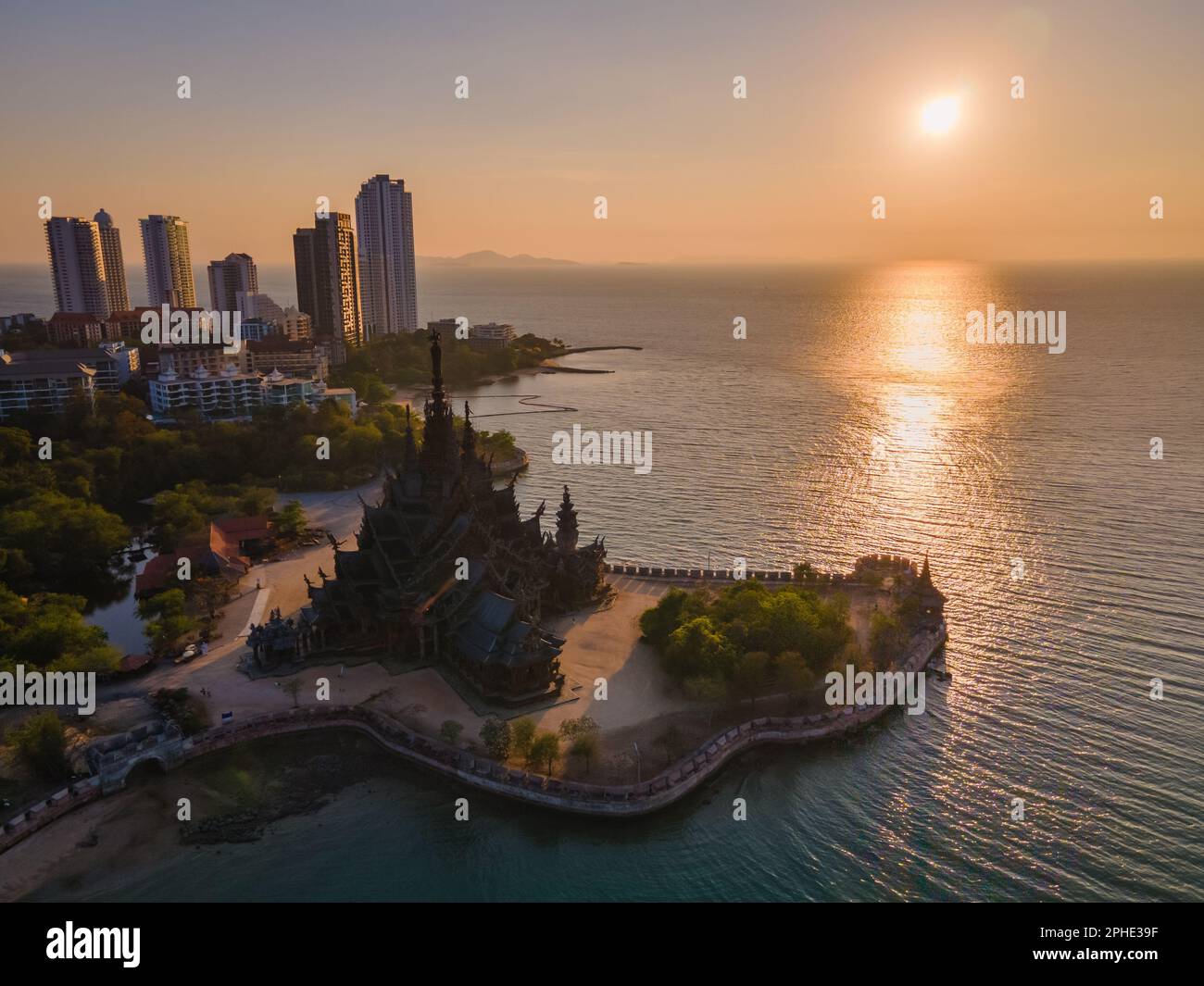Sanctuary of Truth, Pattaya, Thailand, wooden temple by the ocean ...