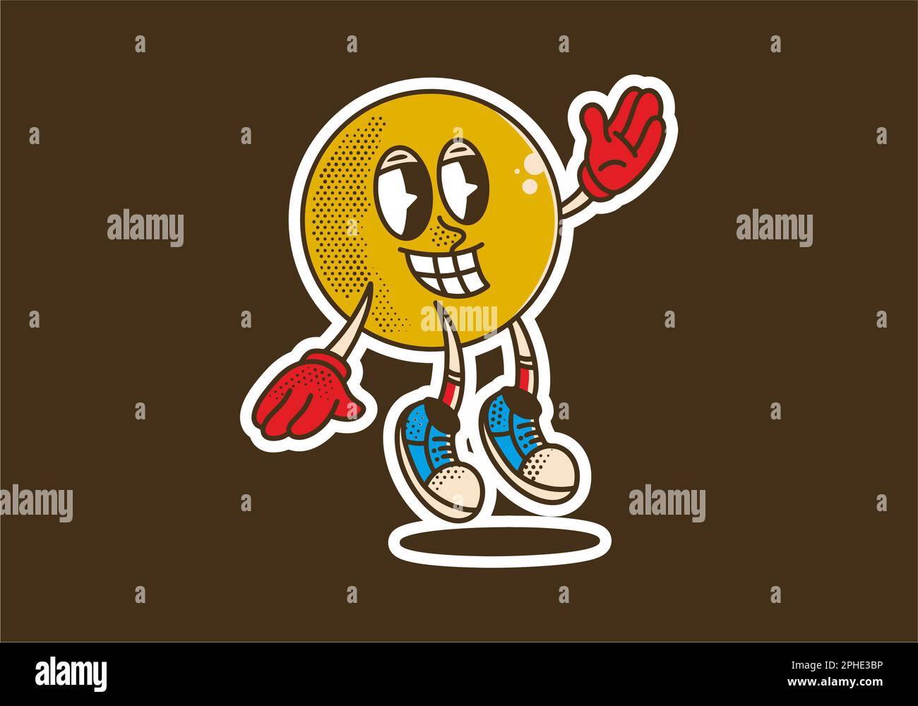 Mascot character sticker design of ball head with happy face Stock ...