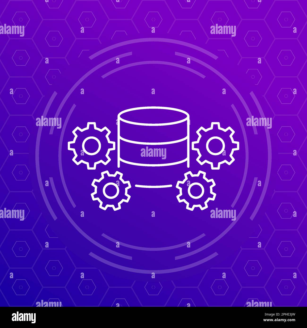 database maintenance line icon with gears, vector Stock Vector Image ...