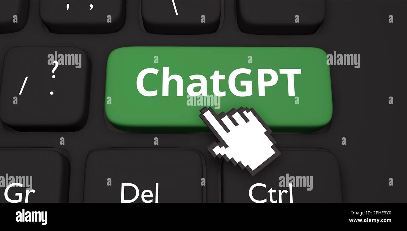 3d render illustration of computer keyboard with a hand pointing to a ...