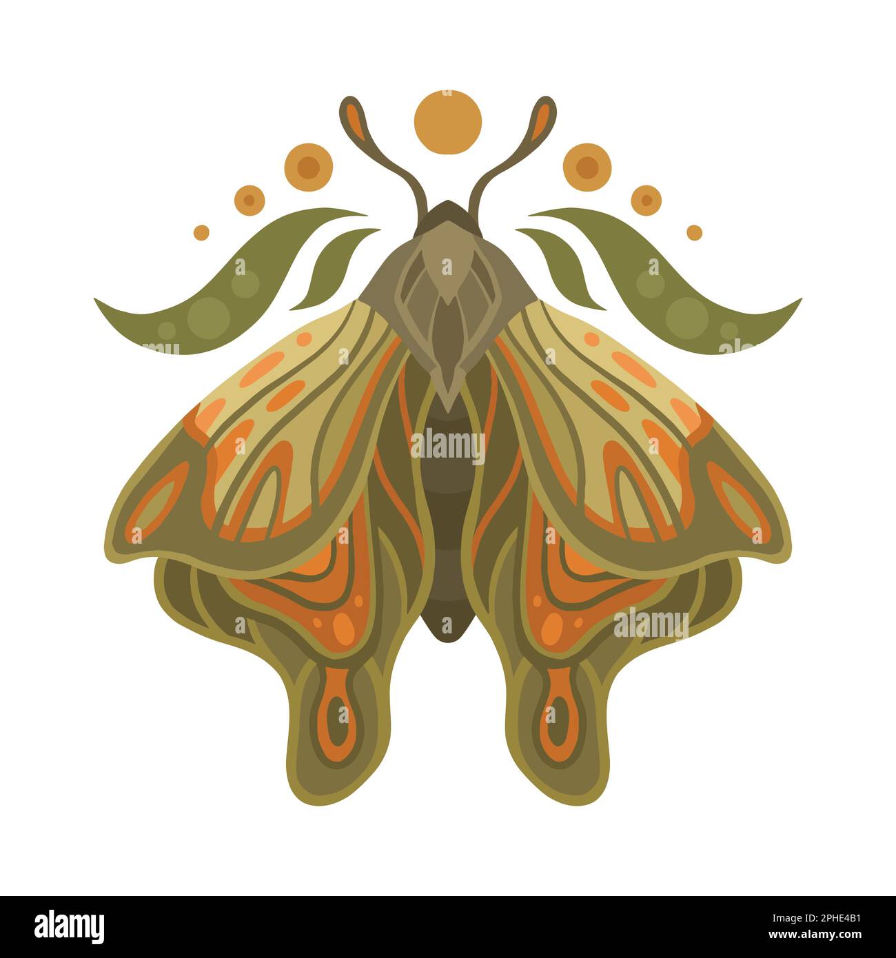 Vector sacred illustration of a moth with the moon. colorful butterfly ...