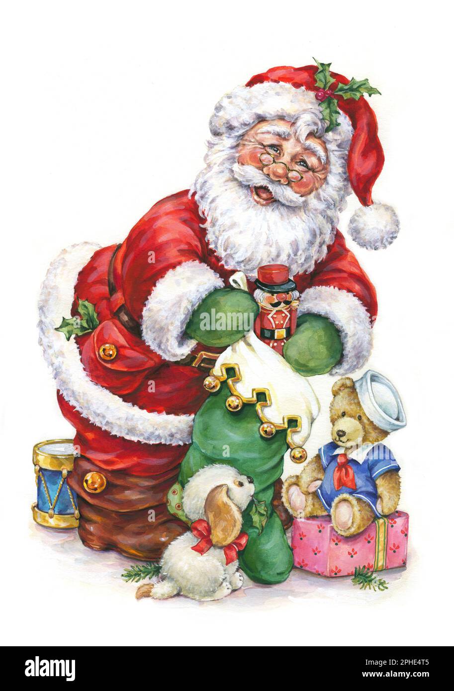 Christmas-jolly santa with toys for stockings Stock Photo - Alamy