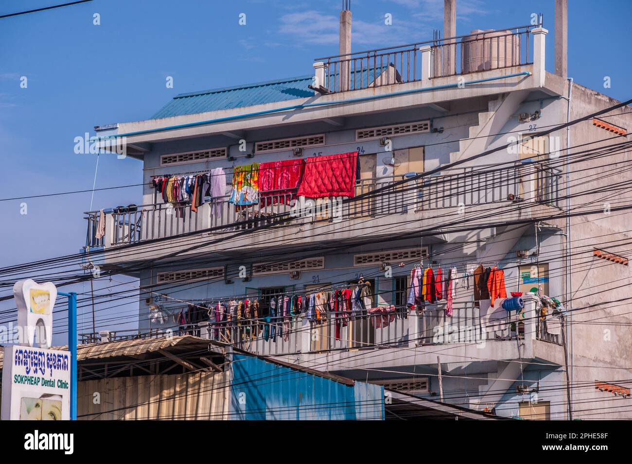 a quarantined building, where garment workers live, in a "Red Zone ...