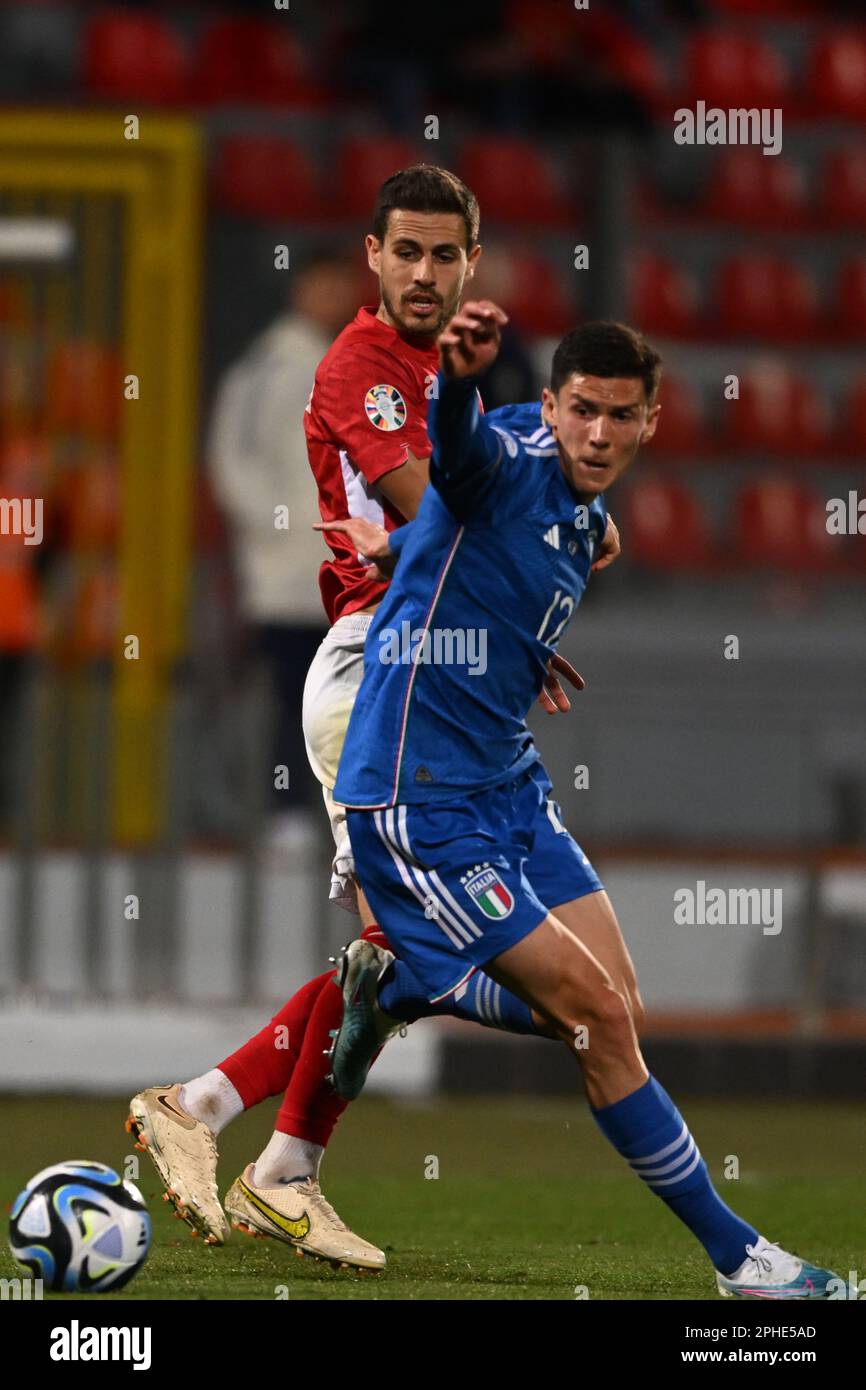 Matteo Pessina (Italy)Matthew Guillaumier (Malta) during the UEFA ...