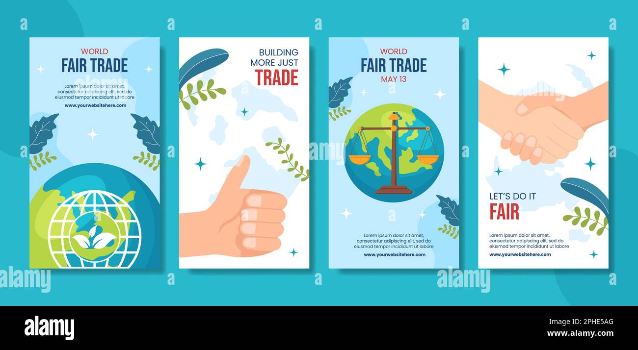 World Fair Trade Day Social Media Stories Flat Cartoon Hand Drawn ...