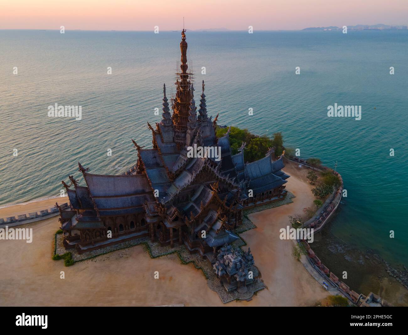 Sanctuary of Truth, Pattaya, Thailand, wooden temple by the ocean ...