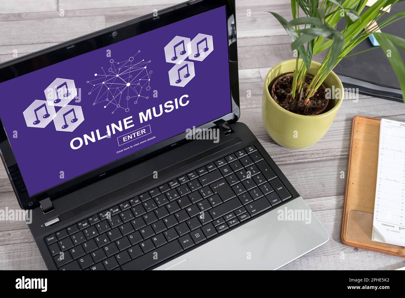 Laptop screen with online music concept Stock Photo - Alamy