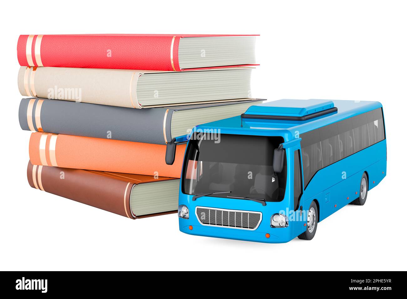Bus with books, 3D rendering isolated on white background Stock Photo ...