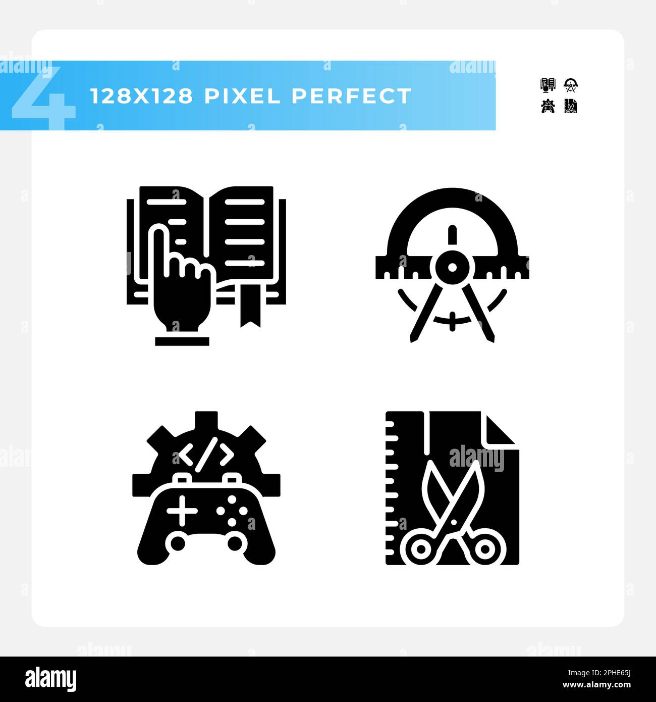 STEM related subjects pixel perfect black glyph icons set on white space Stock Vector Image ...
