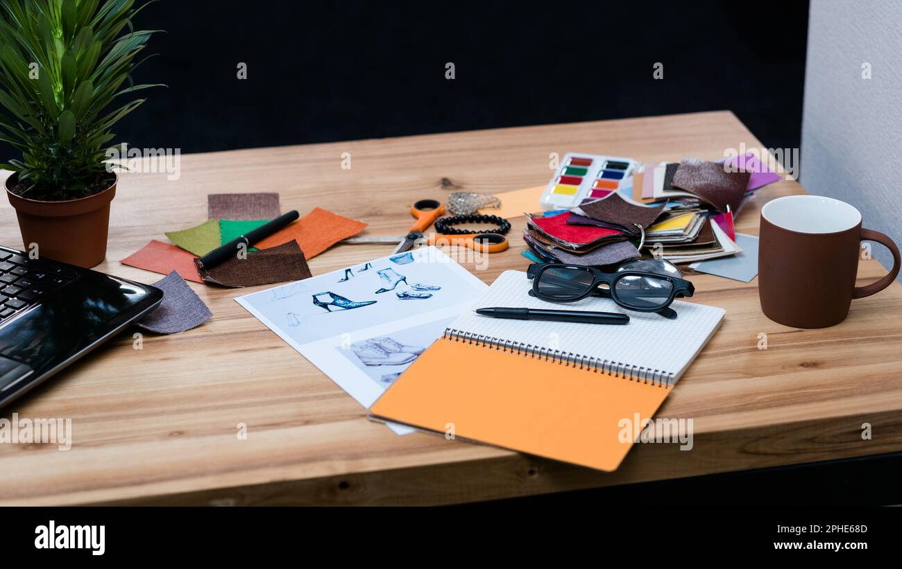 fashion designer office desk business workspace Stock Photo - Alamy