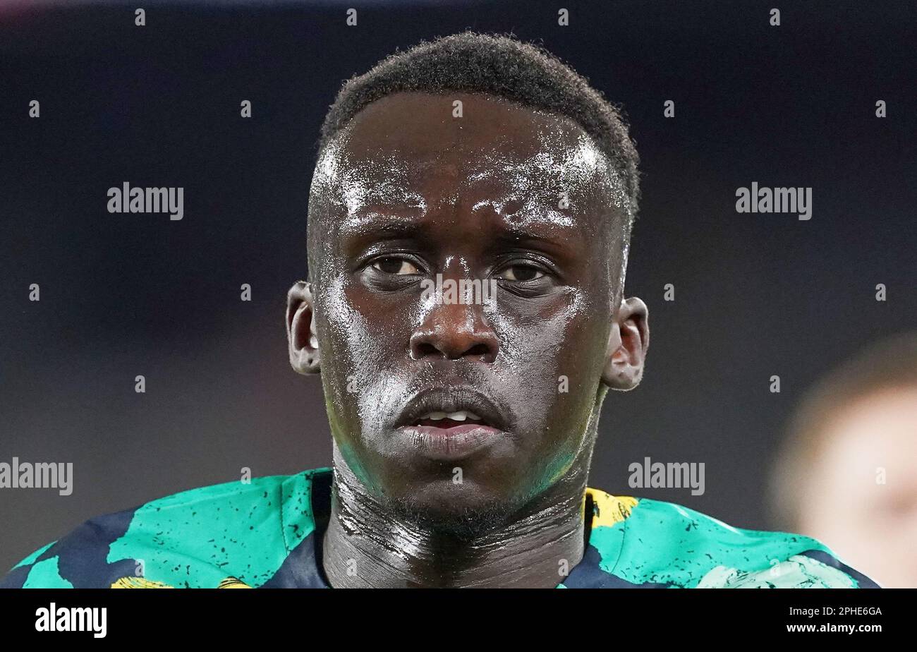 Thomas Deng of the Socceroos looks on during the soccer match between ...