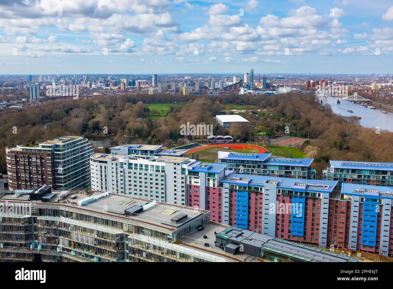 A view of Battersea Park as seen from Lift 109, an attract at the ...