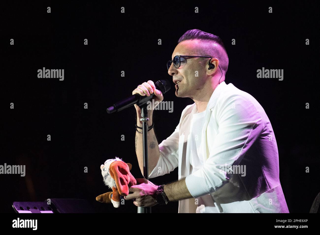 Kekko Silvestre singer of Italian band Moda during the Orchestra Live ...