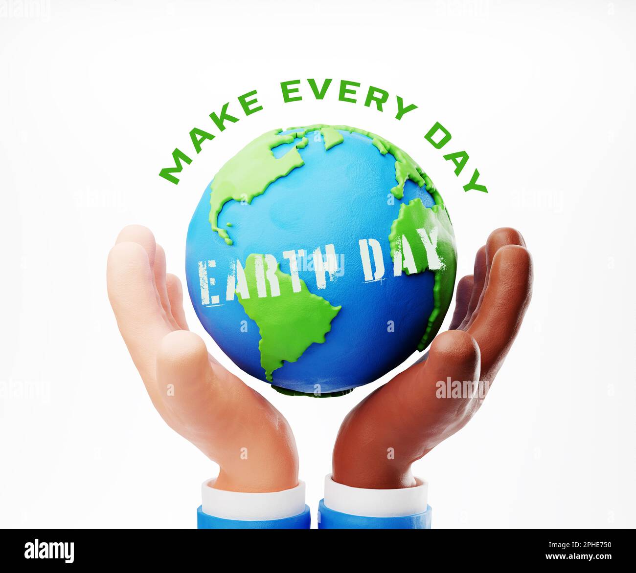 Sustain earth concept: Human plasticine stylised hands holding Earth ...