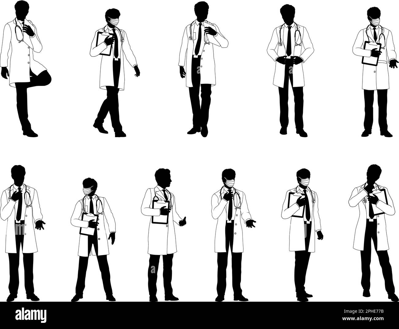 Doctor Men Medical People Silhouette Set Stock Vector Image & Art - Alamy