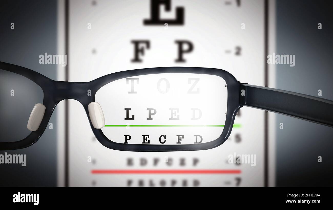 Eye test chart eyeglasses 3d hi-res stock photography and images - Alamy