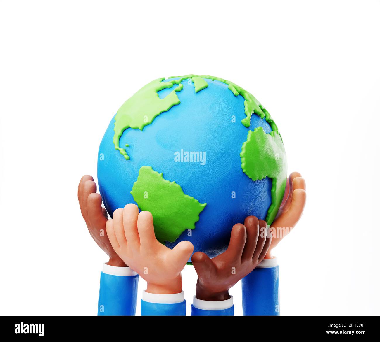 Sustain earth concept: Human plasticine stylised hands holding Earth ... Sustain earth concept: Human plasticine stylised hands holding Earth ...