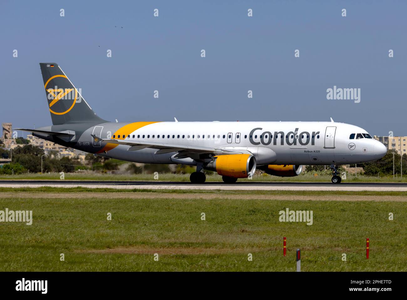 Condor Airbus A320-214 (REG: D-AICR) on its return back to Frankfurt ...