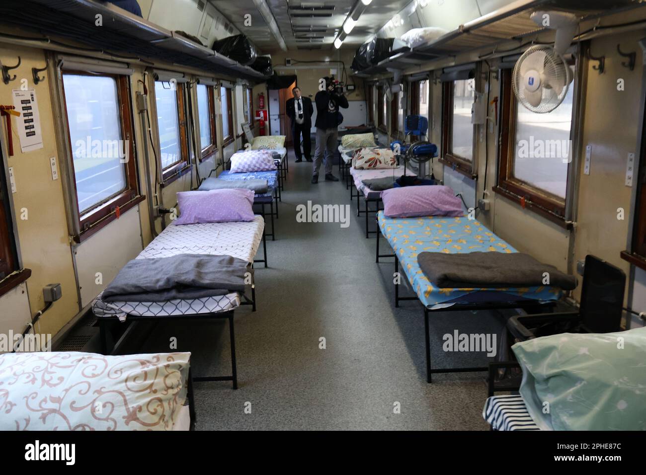 KYIV, UKRAINE - MARCH 27, 2023 - The interior of a carriage that is ...