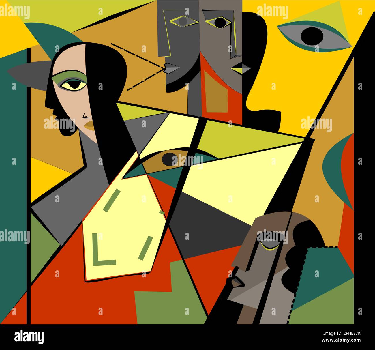 Colorful background, cubism art style,abstract portraits Stock Vector ...