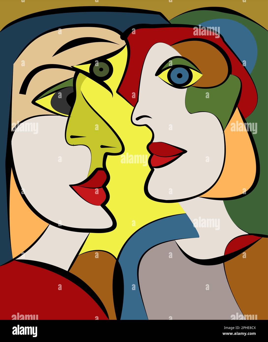 Colorful background, cubism art style,abstracts portraits Stock Vector ...