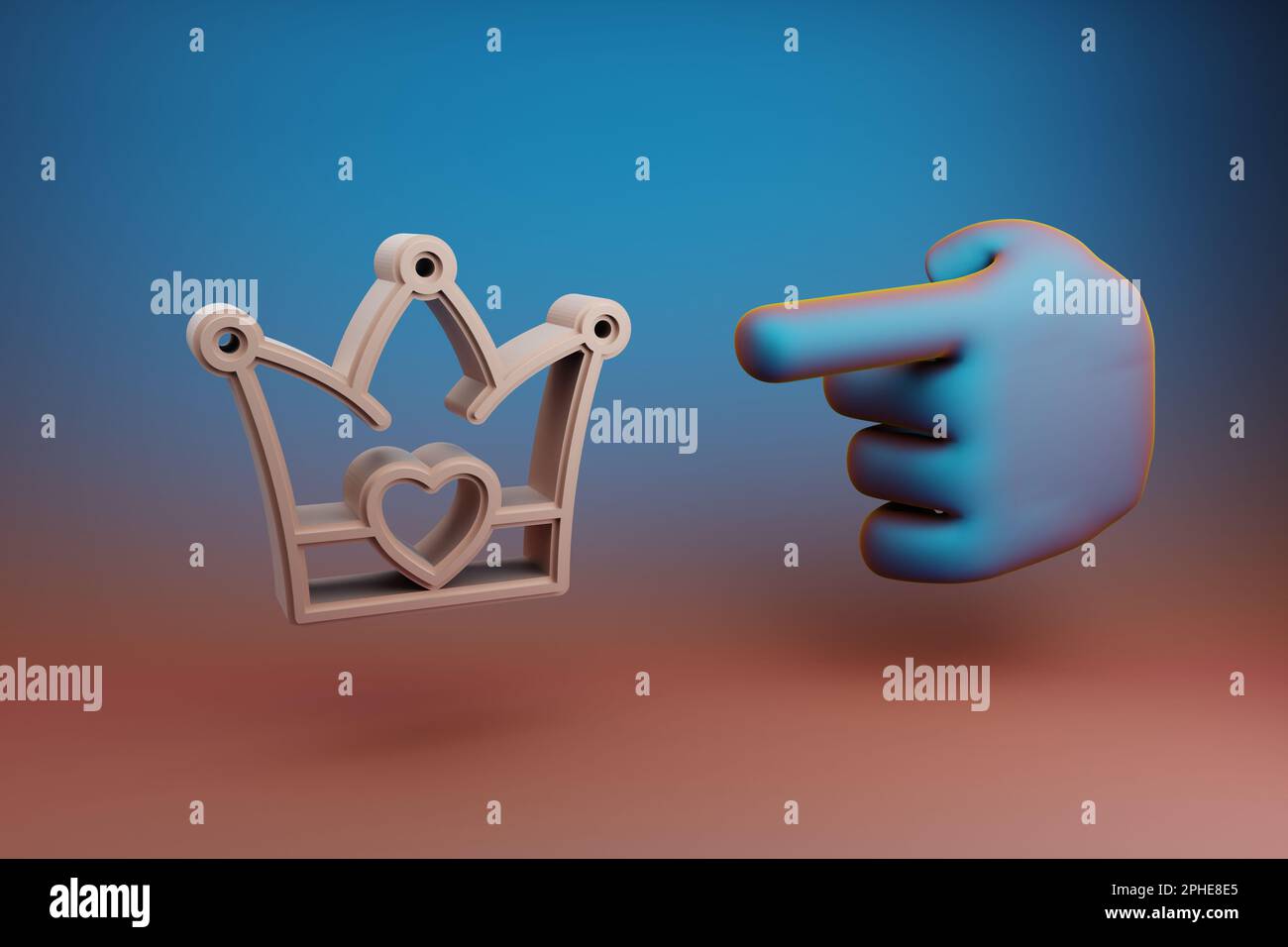 Beautiful illustrations abstract Hand index finger points to crown with ...