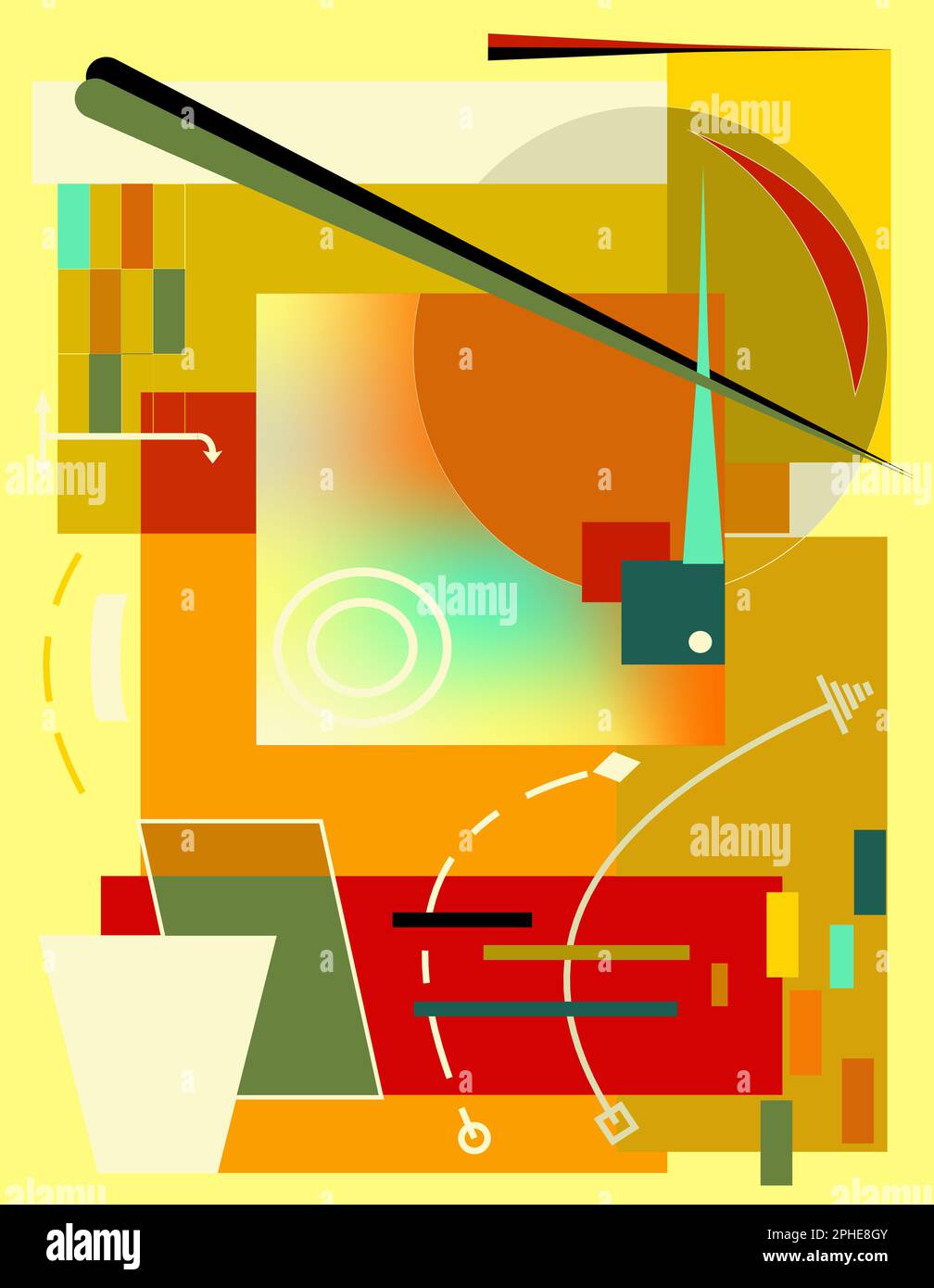 Abstract yellow background ,fancy geometric and curved shapes ...