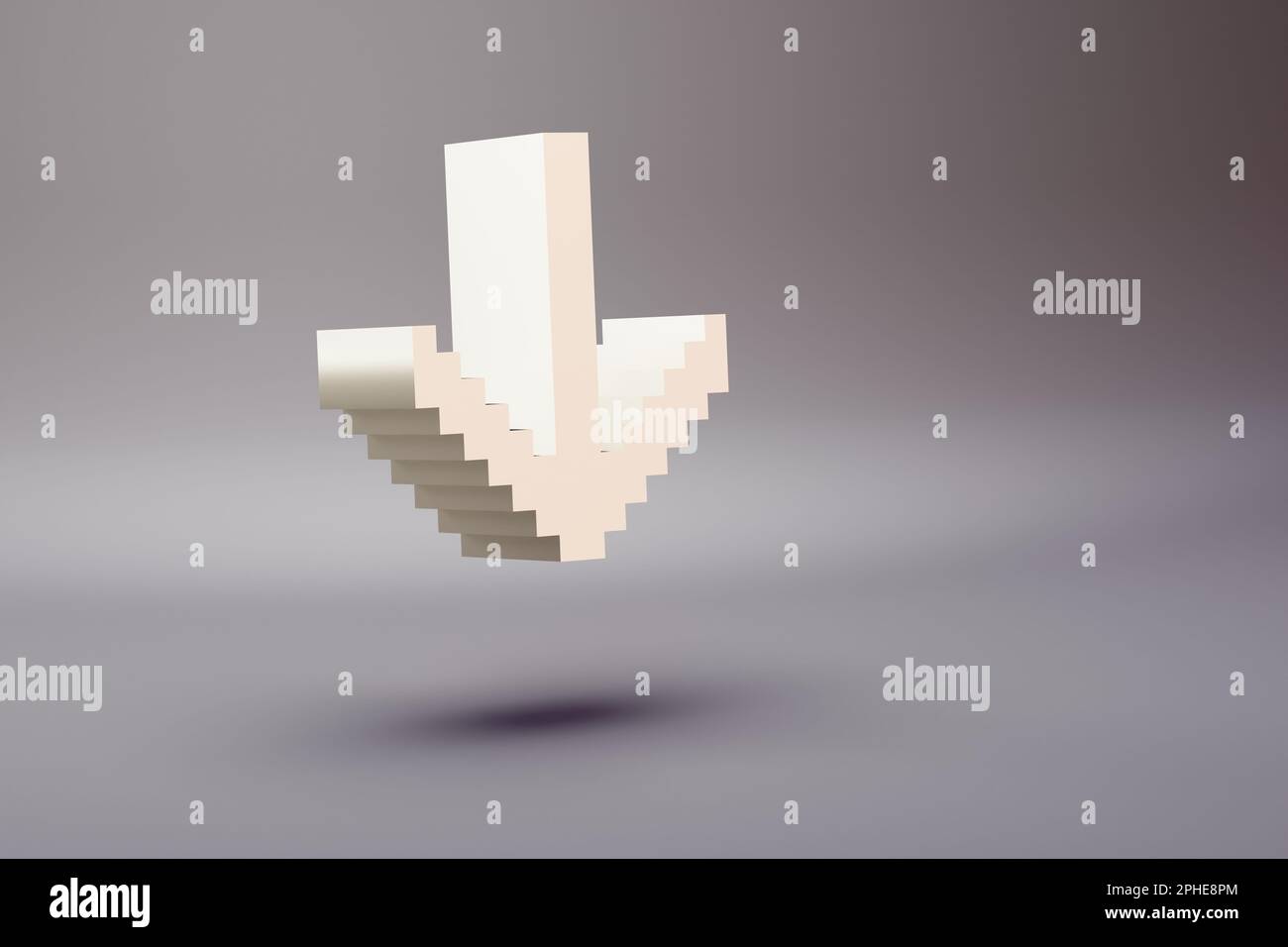 Beautiful illustration Pixel Arrow Down symbol icons on a bright pink ...