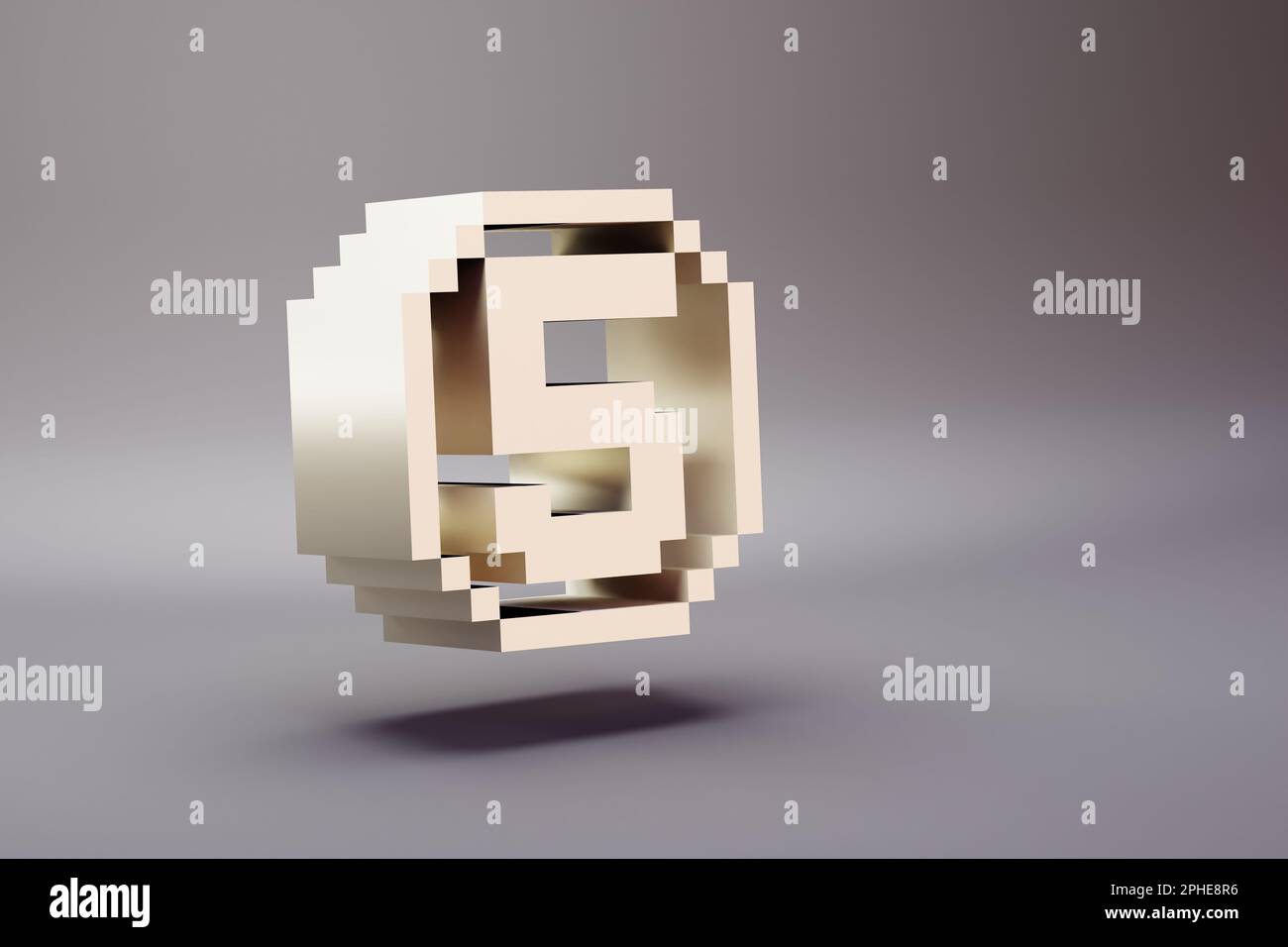 Beautiful illustration Pixel number 5 symbol icons on a bright pink ...