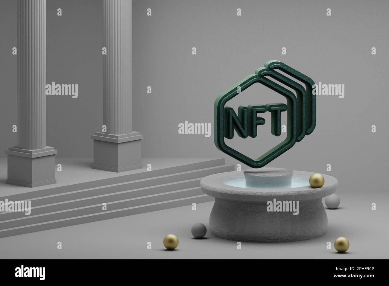 Beautiful abstract illustrations Green NFT Collection symbol icon on a ...