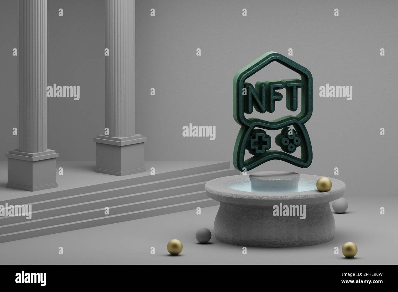 Beautiful abstract illustrations Green NFT Game symbol icon on a ...