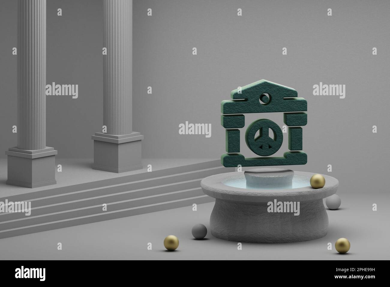 Beautiful abstract illustrations Green Peace building symbol icon on a ...