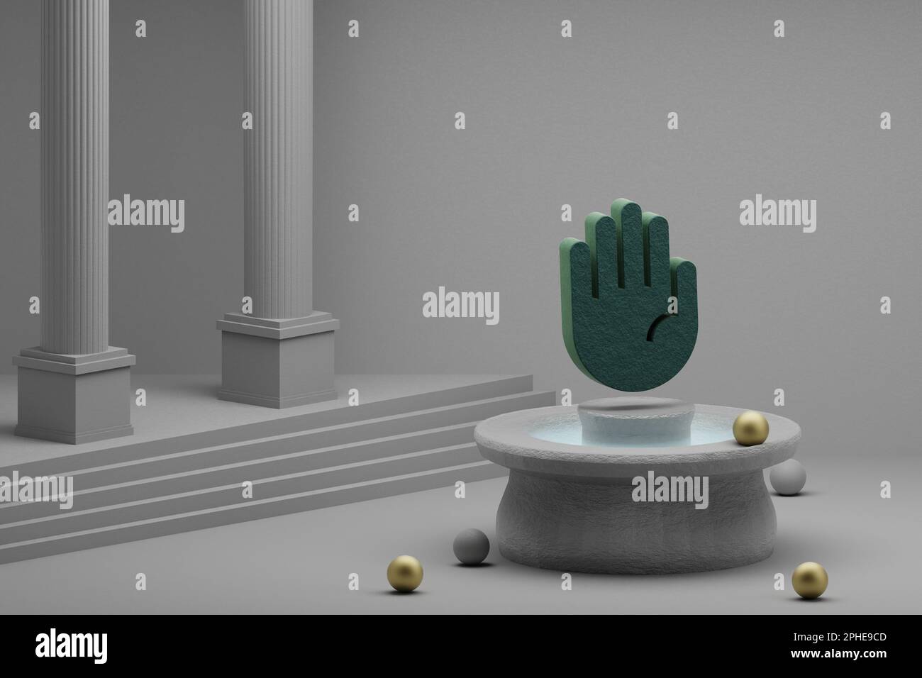 Beautiful abstract illustrations Green Hand symbol icon on a fountain ...